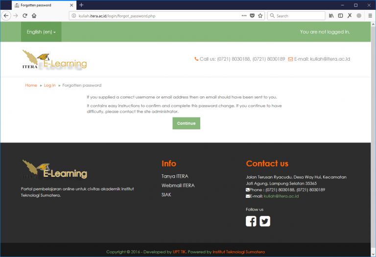 Reset/Lupa Password E-Learning – Unit Penunjang Akademik Teknologi Informasi dan Komunikasi